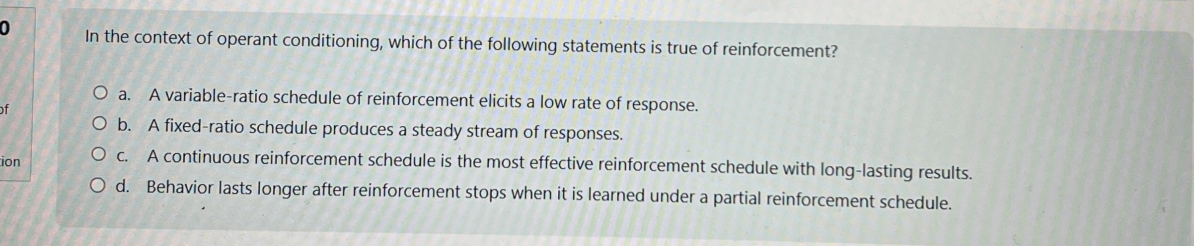 Solved In the context of operant conditioning, which of the | Chegg.com