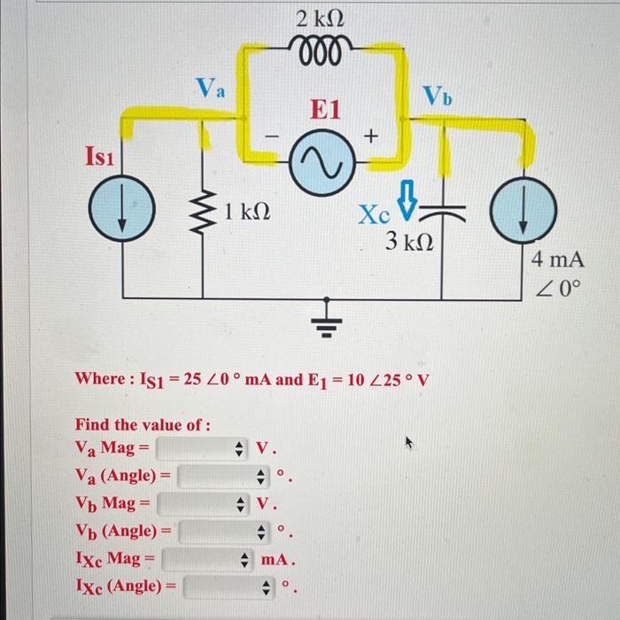 Solved IS1=25∠0∘mA and E1=10∠25∘V* Question Completion | Chegg.com