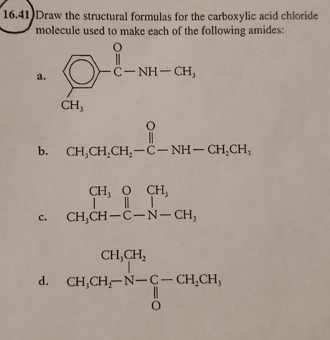 Solved 16.41 Draw the structural formulas for the carboxylic | Chegg.com