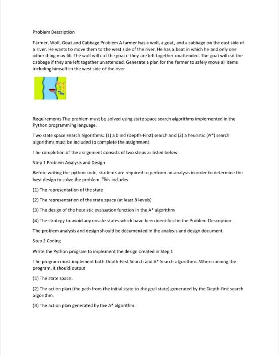 Solved Problem Description Farmer, Wolf, Goat and Cabbage | Chegg.com Solved Problem Description Farmer, Wolf, Goat and Cabbage | Chegg.com