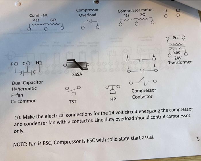 Solved 9. Make the electrical connections for the compressor | Chegg.com