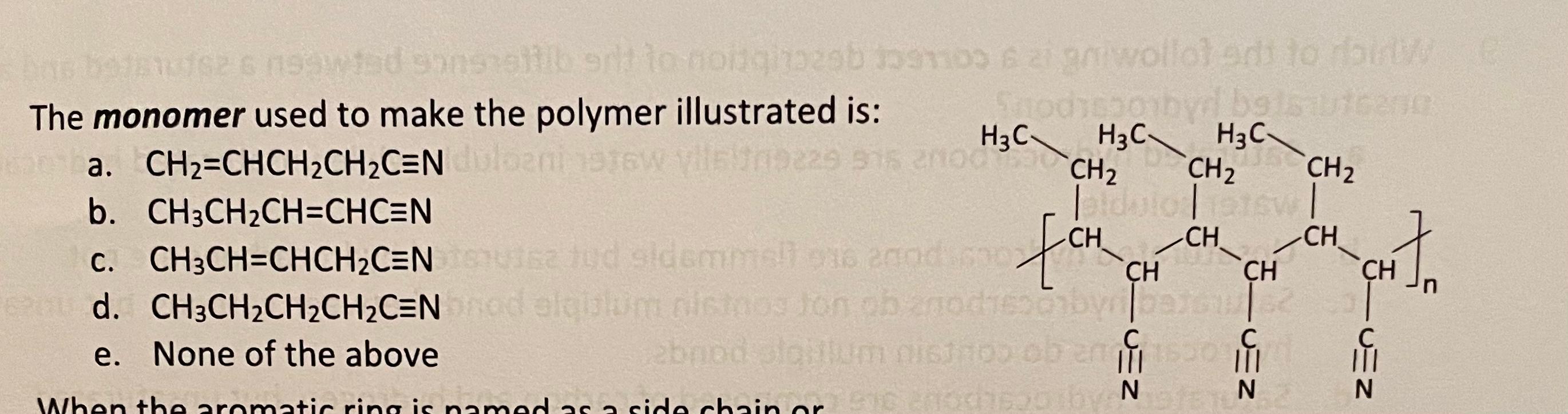 Solved The monomer used to make the polymer illustrated | Chegg.com