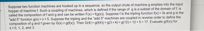 Solved Suppose two function machines are hooked up in a | Chegg.com