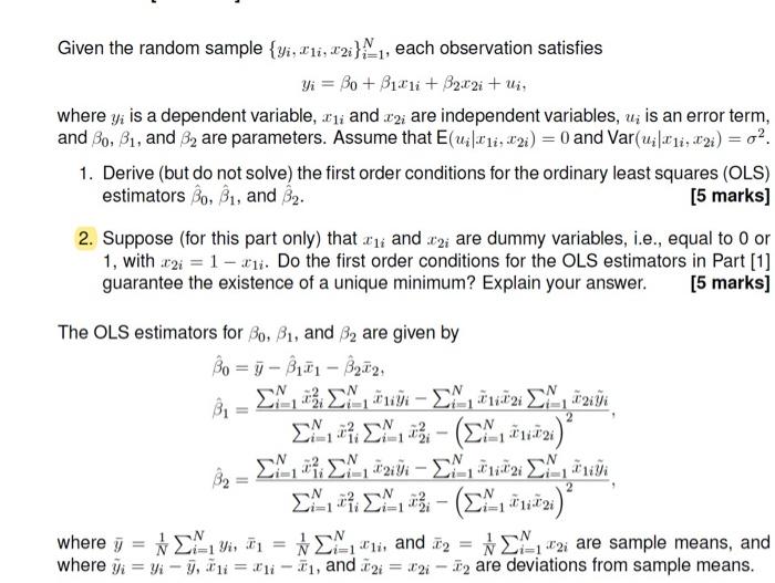 Solved The conditional variances of β^1 and β^2 are given by | Chegg.com