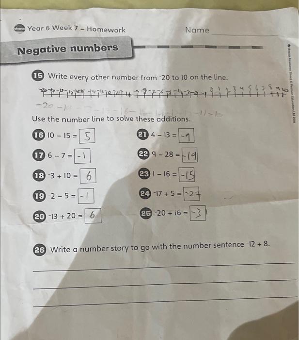 Solved 15. Write every other number from −20 to 10 on the | Chegg.com