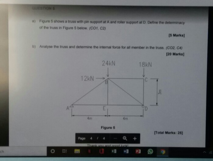 Solved a) Figure 5 shows a truss with pin support at A and | Chegg.com