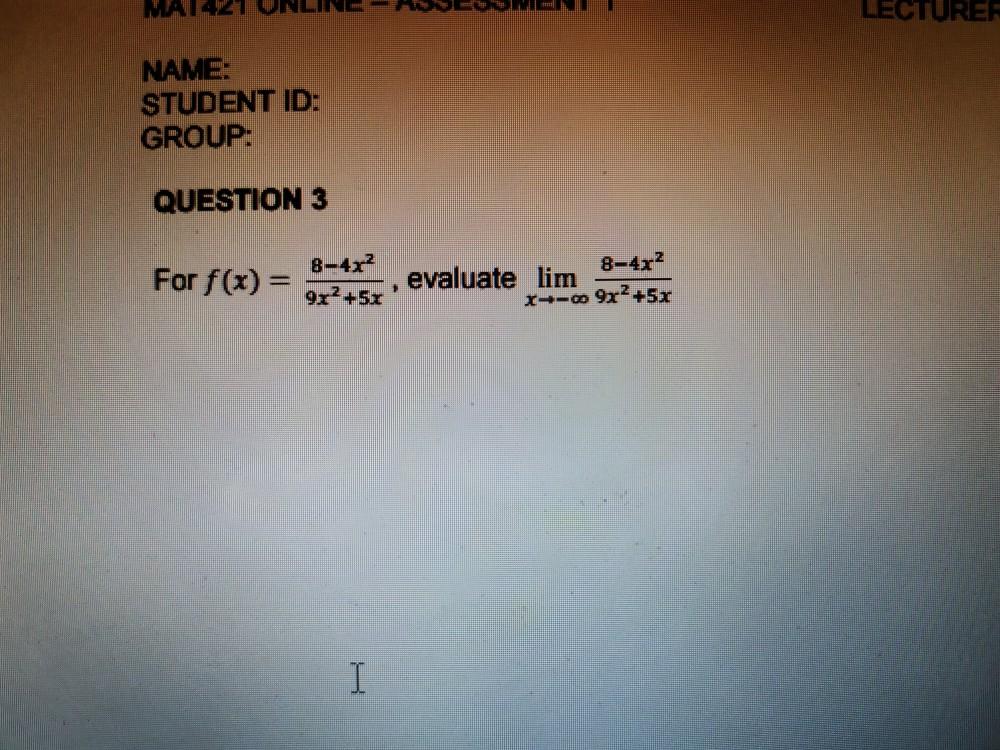 Solved STUDENT ID: GROUP: QUESTION 1 Given the following | Chegg.com