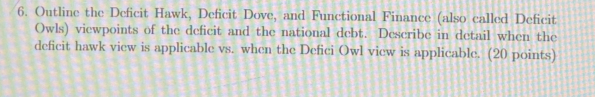 Solved Outline the Deficit Hawk, Deficit Dove, and | Chegg.com