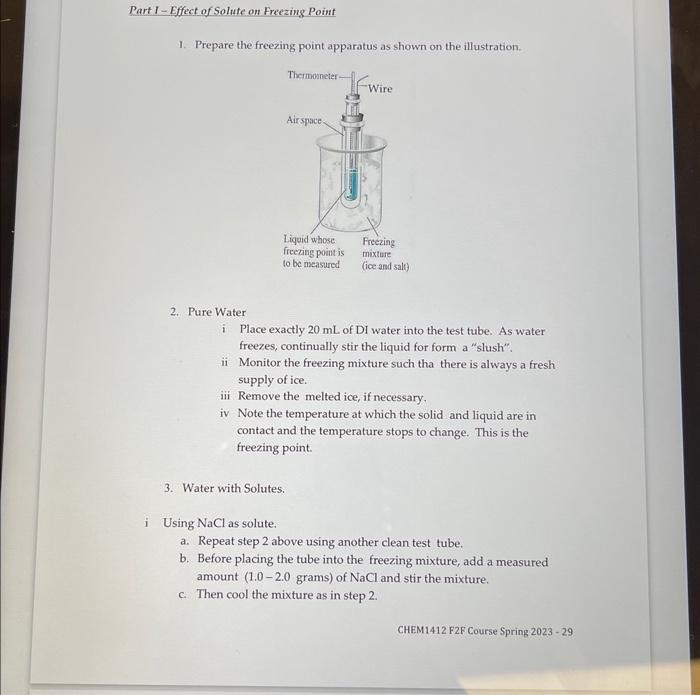1. Prepare the freezing point apparatus as shown on | Chegg.com