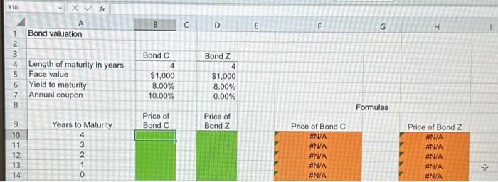 Excel Online Structured Activity: Bond valuation An | Chegg.com