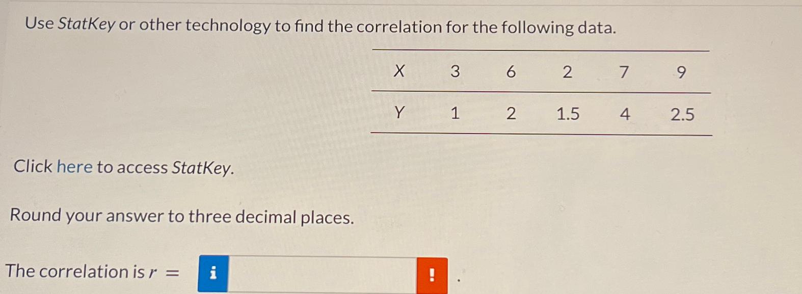 Solved Use StatKey or other technology to find the | Chegg.com