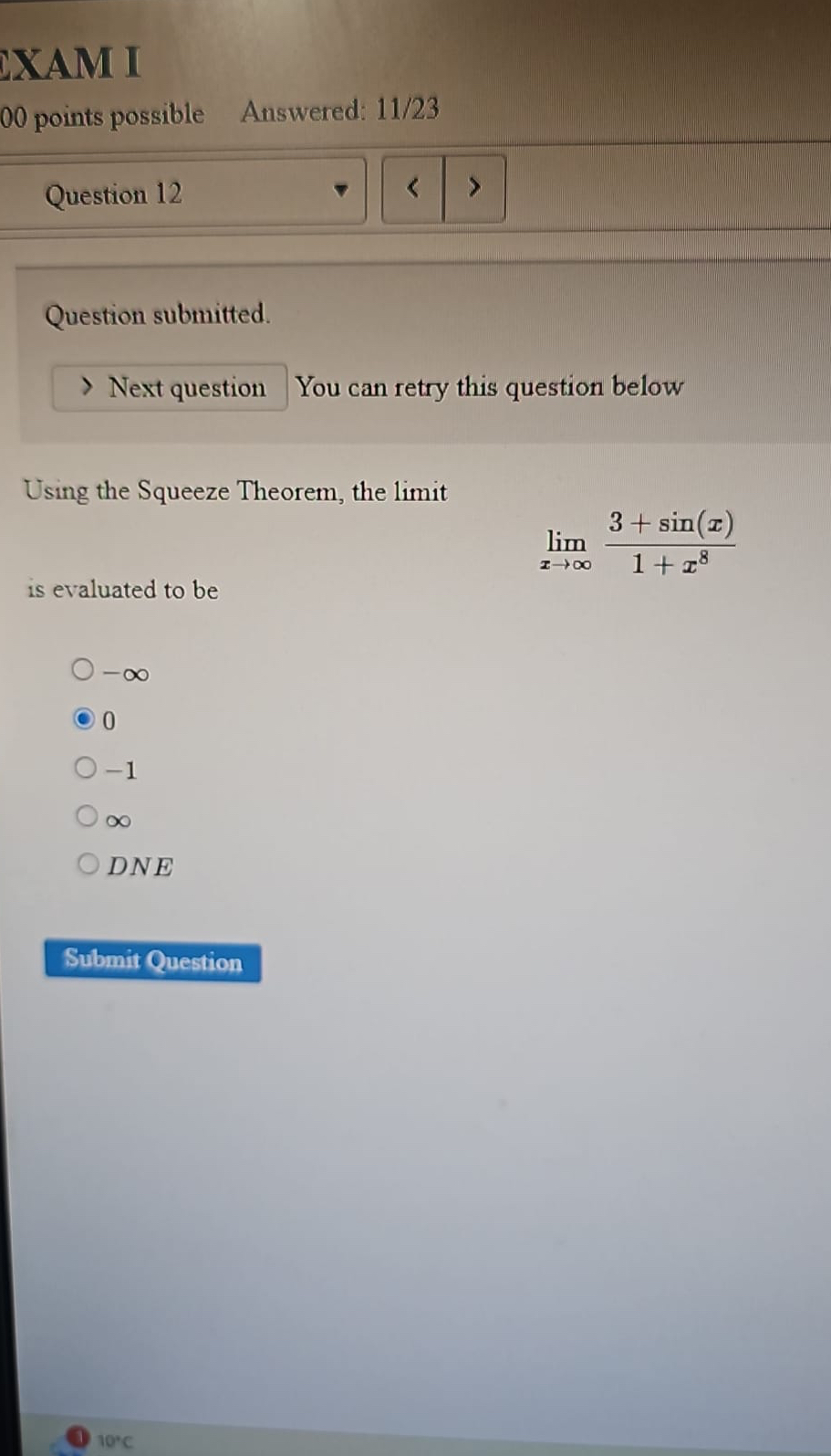 Solved XAM I00 ﻿points possibleAnswered: 11/23Question | Chegg.com