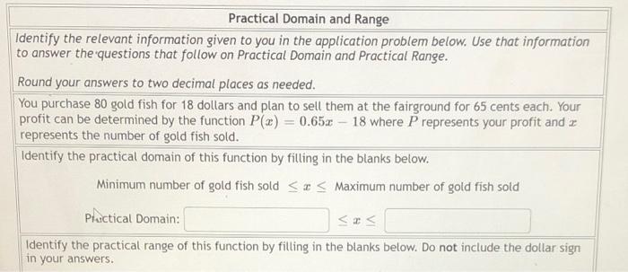 Solved Practical Domain and Range Identify the relevant | Chegg.com