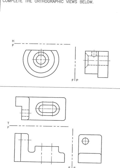 Solved EIE HE ORTHOGRAPHIC VIEWS BELOW. H 11 Flp T F th | Chegg.com