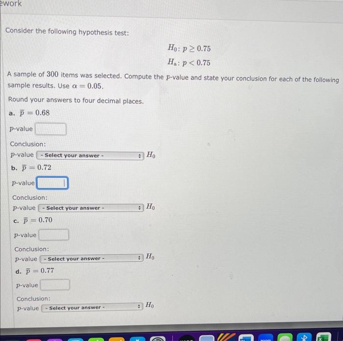 Consider The Following Hypothesis Test
