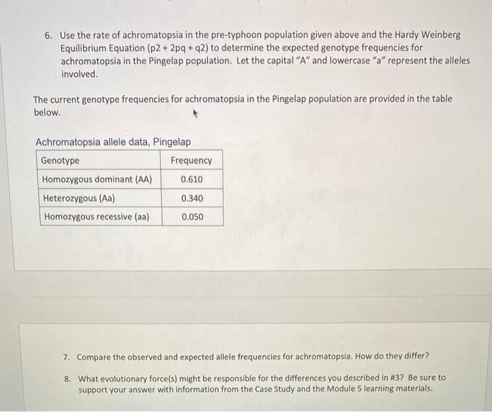 Solved Case Study 2 Pingelap atoll is a remote island in the | Chegg.com