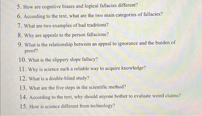 Solved 5. How are cognitive biases and logical fallacies | Chegg.com