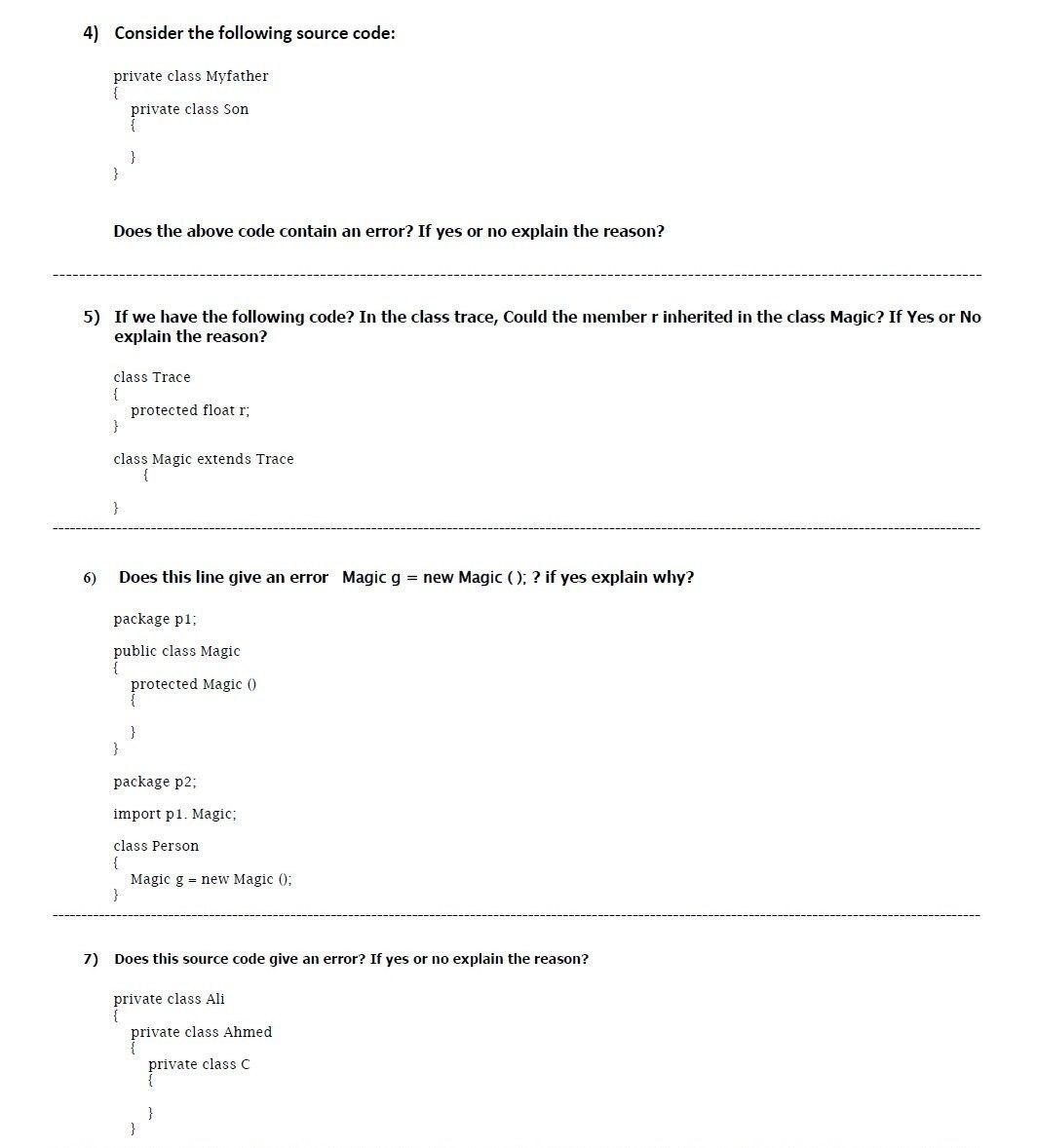 Solved 4) Consider the following source code: private class | Chegg.com
