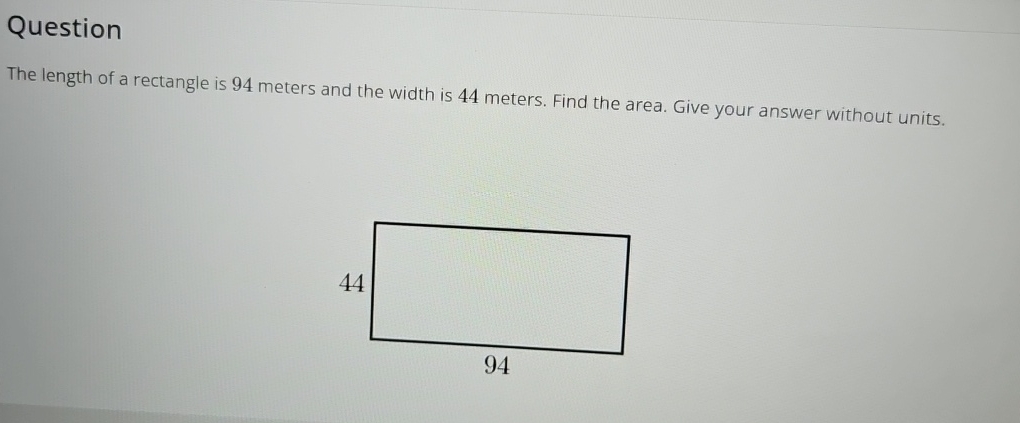 Solved QuestionThe length of a rectangle is 94 ﻿meters and | Chegg.com