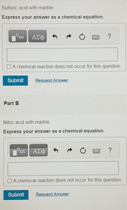 Solved Sulfuric acid with marble Express your answer as a | Chegg.com