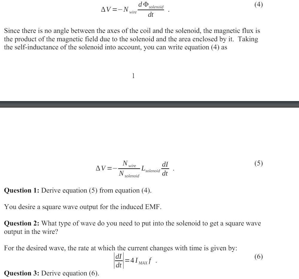 Solved Question 3: Derive equation \Delta V=-(N_(wire | Chegg.com