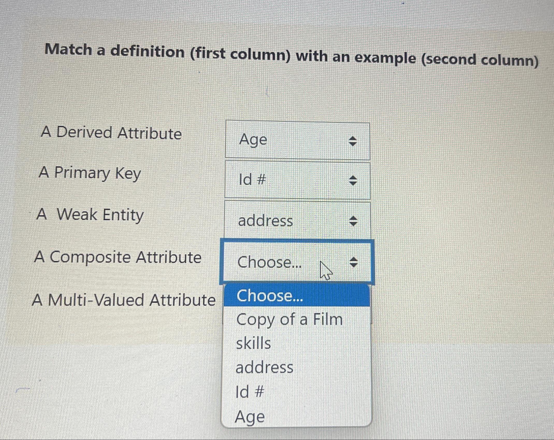 Solved Match a definition (first column) ﻿with an example | Chegg.com