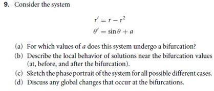 Solved Consider the system r' = r - r2 theta' = sin theta | Chegg.com