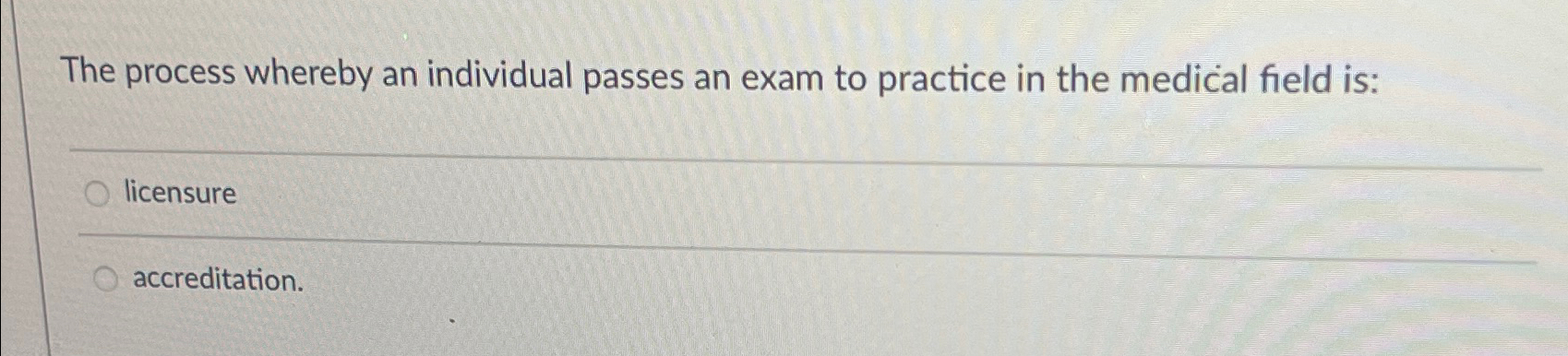 Solved The process whereby an individual passes an exam to | Chegg.com