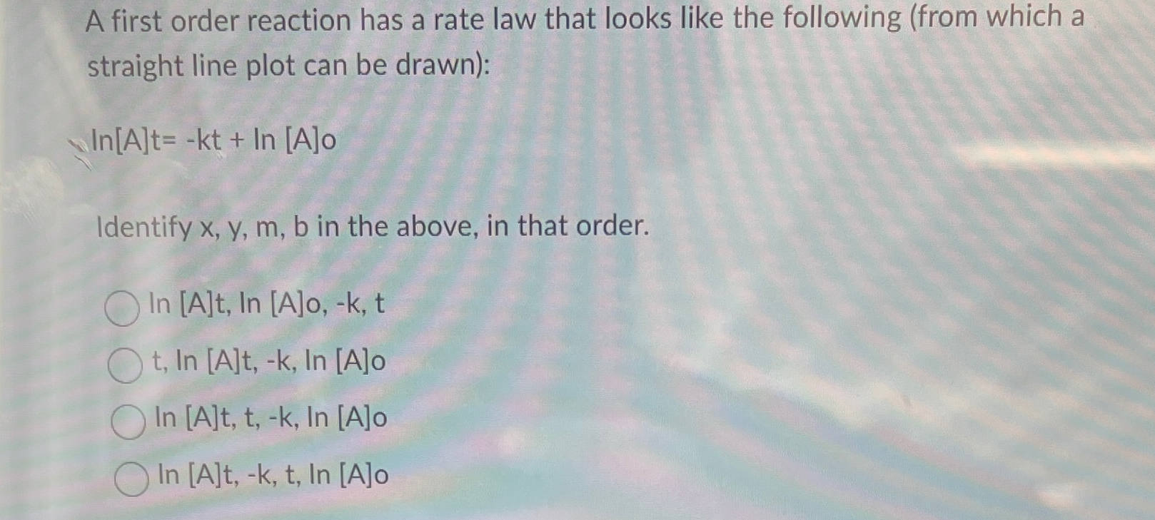 Solved A first order reaction has a rate law that looks like | Chegg.com