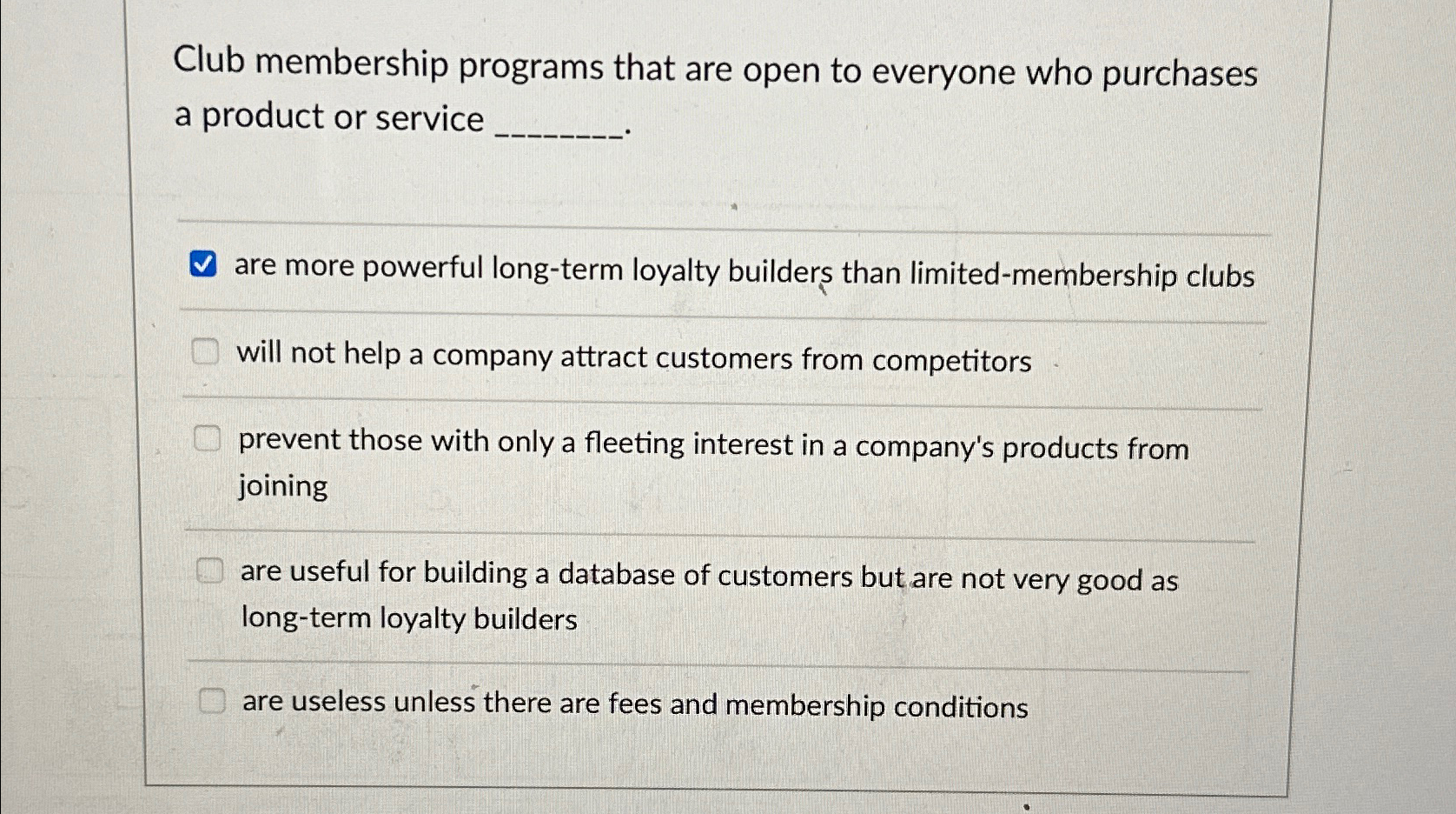 Solved Club membership programs that are open to everyone | Chegg.com