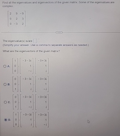 Solved Find all the eigenvalues and eigenvectors of the | Chegg.com