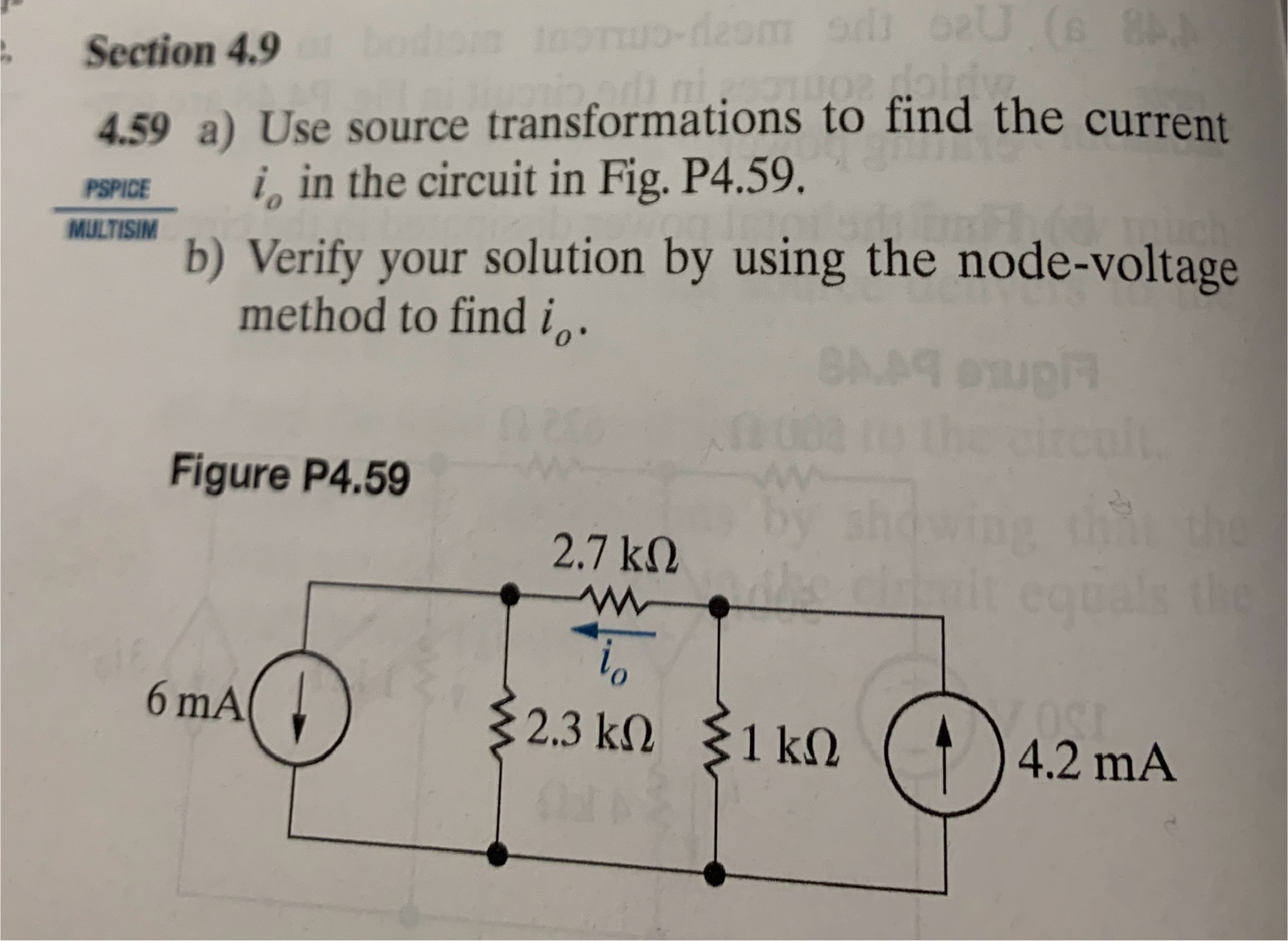 Solved 4.59) ﻿Use source transformation to find the current | Chegg.com