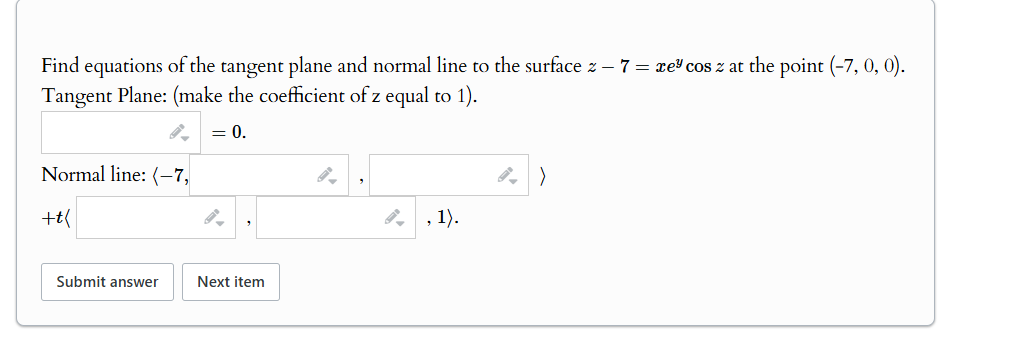 Solved Find equations of ﻿the tangent plane and normal line | Chegg.com