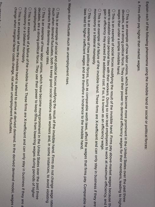 Solved Explain each of the following phenomena using the | Chegg.com