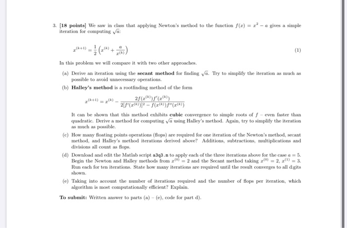 Solved 3 18 Points Saw Class Applying Newton S Method Function F X R Gives Simple Iteration 