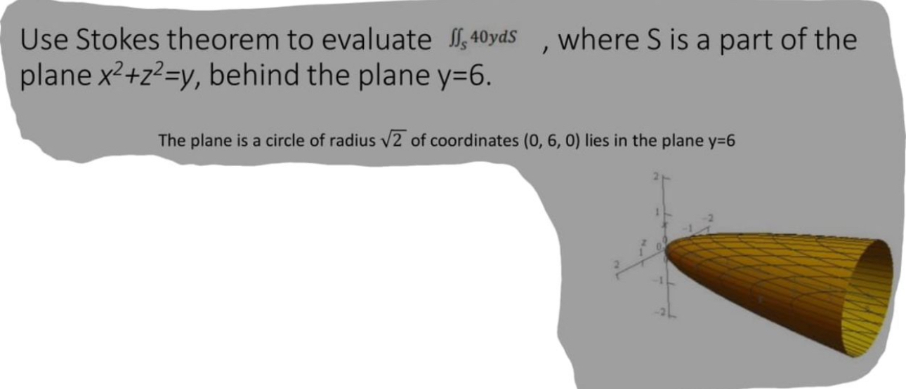 Solved Use Stokes theorem to evaluate ∬s40ydS, ﻿where S ﻿is | Chegg.com