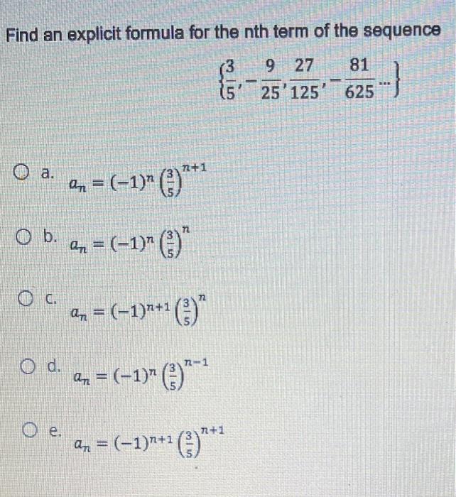 Solved Find an explicit formula for the nth term of the | Chegg.com