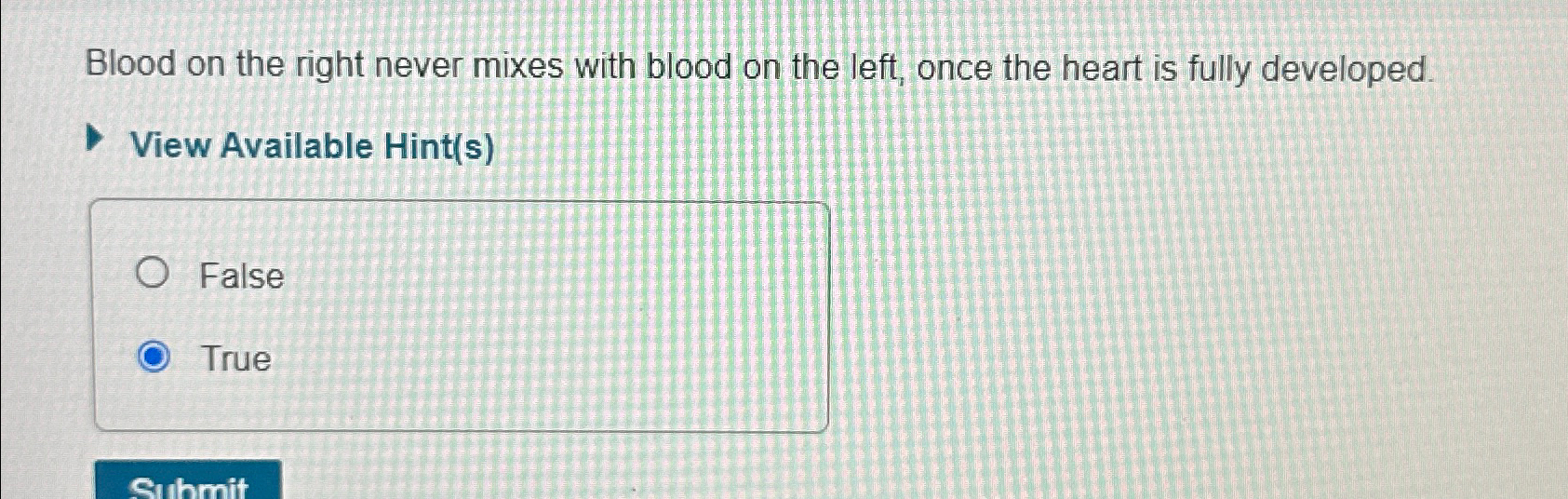 Solved Blood on the right never mixes with blood on the | Chegg.com
