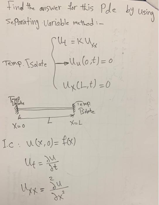 Solved Find the answer for this PDE by using separating | Chegg.com