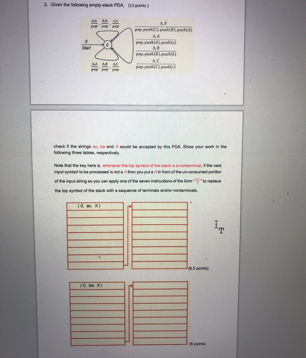 Solved 2. Given the following emply-stack PDA, (13 points) A | Chegg.com