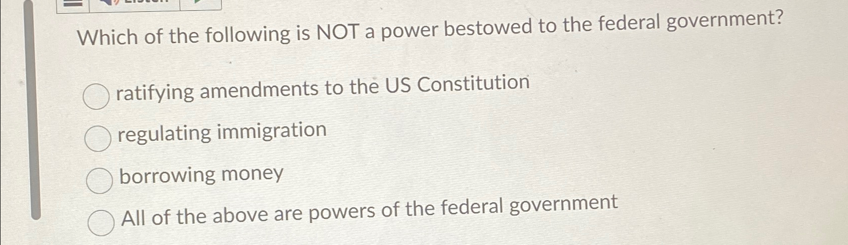Solved Which of the following is NOT a power bestowed to the | Chegg.com