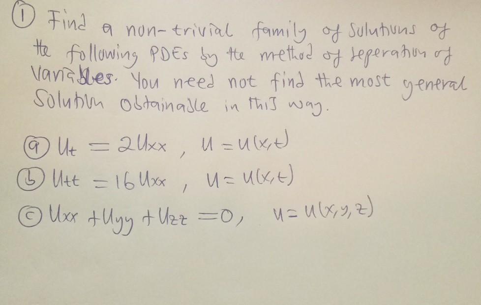 Solved (1) Find a non-trivial family of sulutions of te | Chegg.com