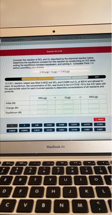 Consider the reaction of SO2 and O2 described by the | Chegg.com