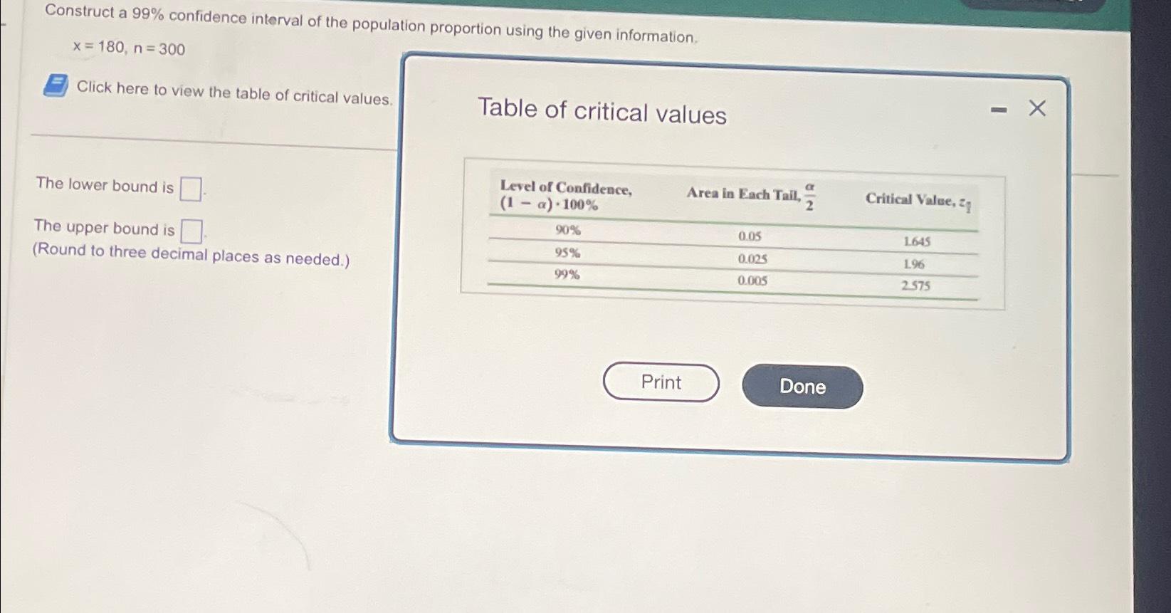 Solved Construct a 99% ﻿confidence interval of the | Chegg.com