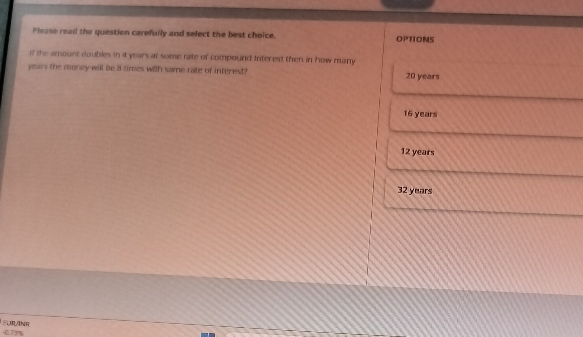 Solved Please read the question carefully and select the | Chegg.com
