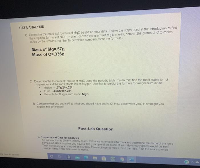 Solved Mass of Crucible and Lid Mass of Crucible and Lid and | Chegg.com