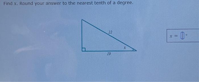 Solved Find x. Round your answer to the nearest tenth of a | Chegg.com