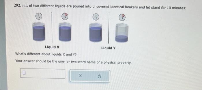 Solved 292. mL of two different liquids are poured into | Chegg.com