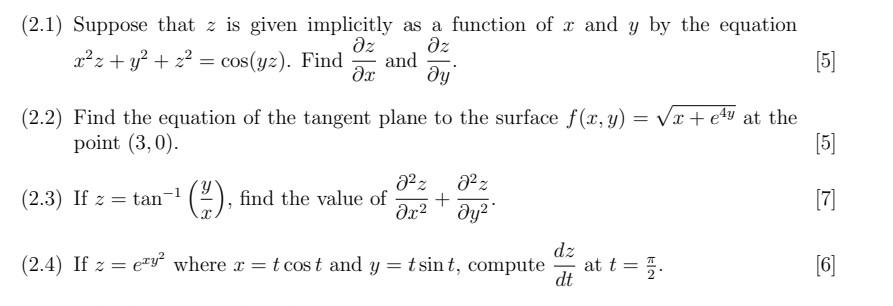 Solved (2.1) Suppose that z is given implicitly as a | Chegg.com