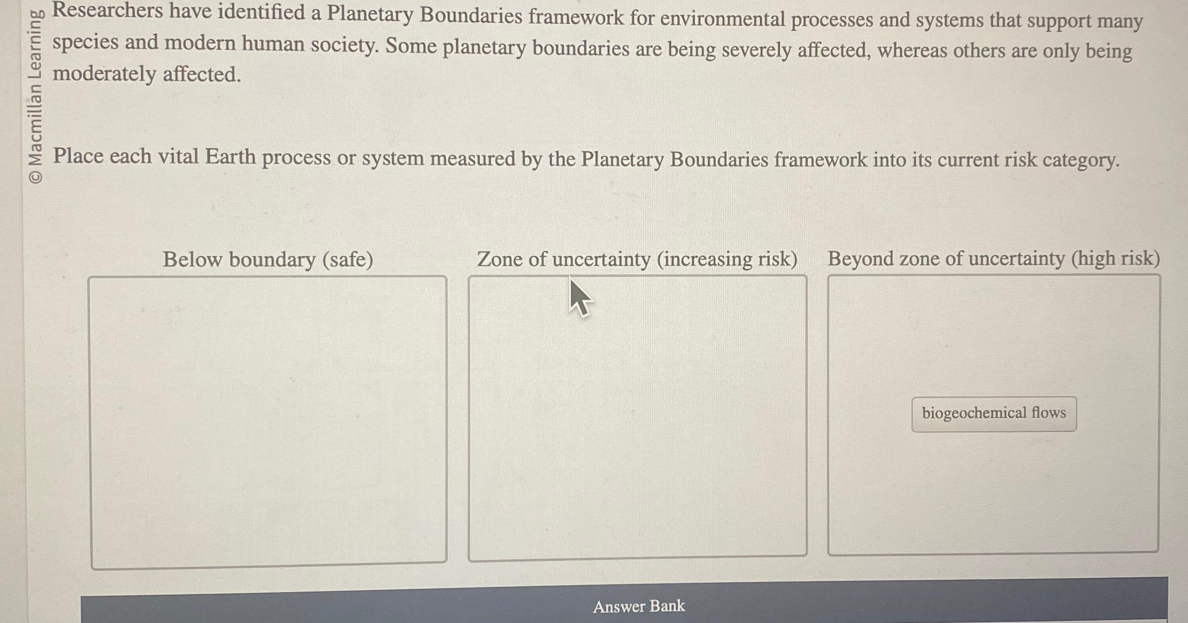 Solved Researchers have identified a Planetary Boundaries | Chegg.com